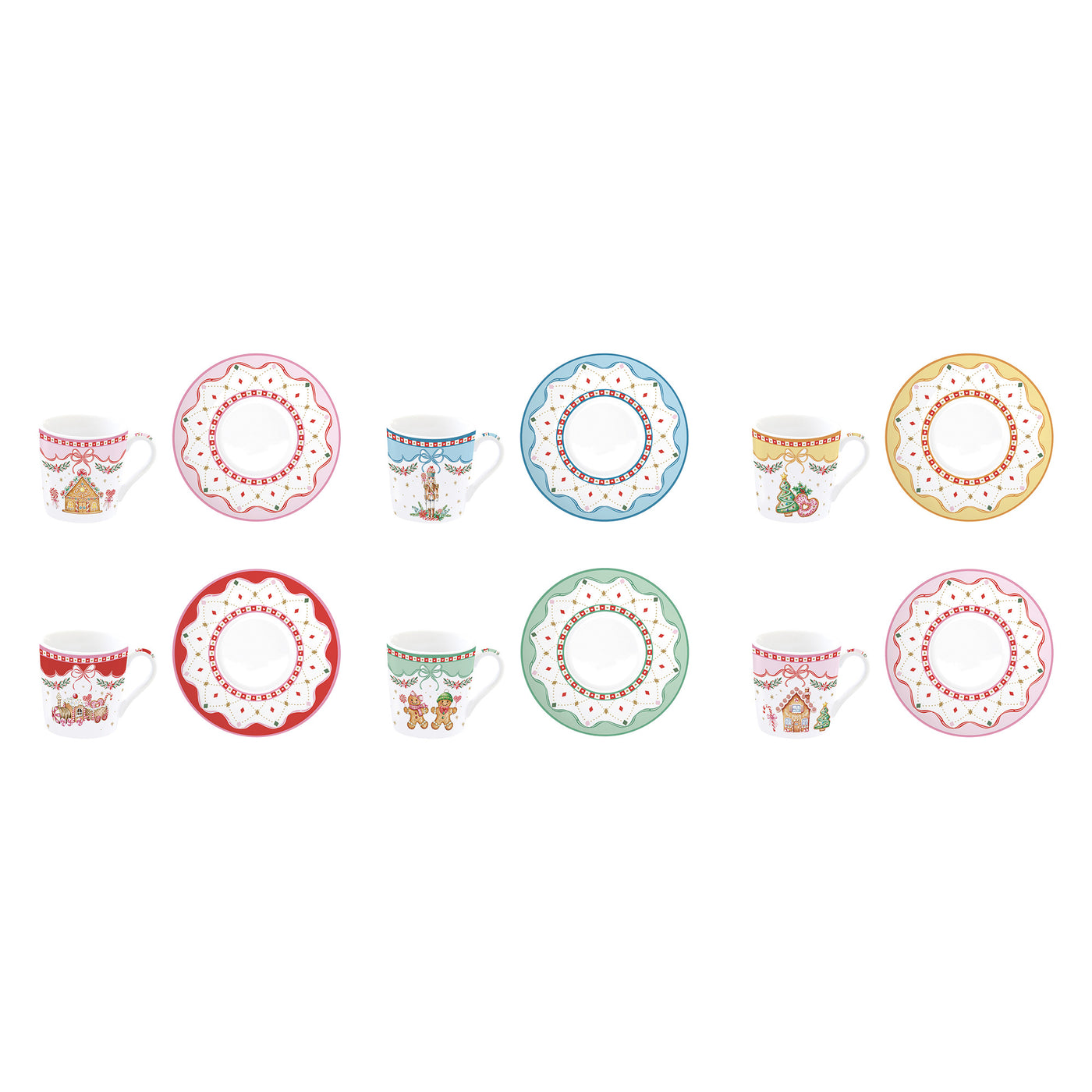 Set 6 cesti pentru espresso si fafurii, 100 ml, Sweet Christmas ...